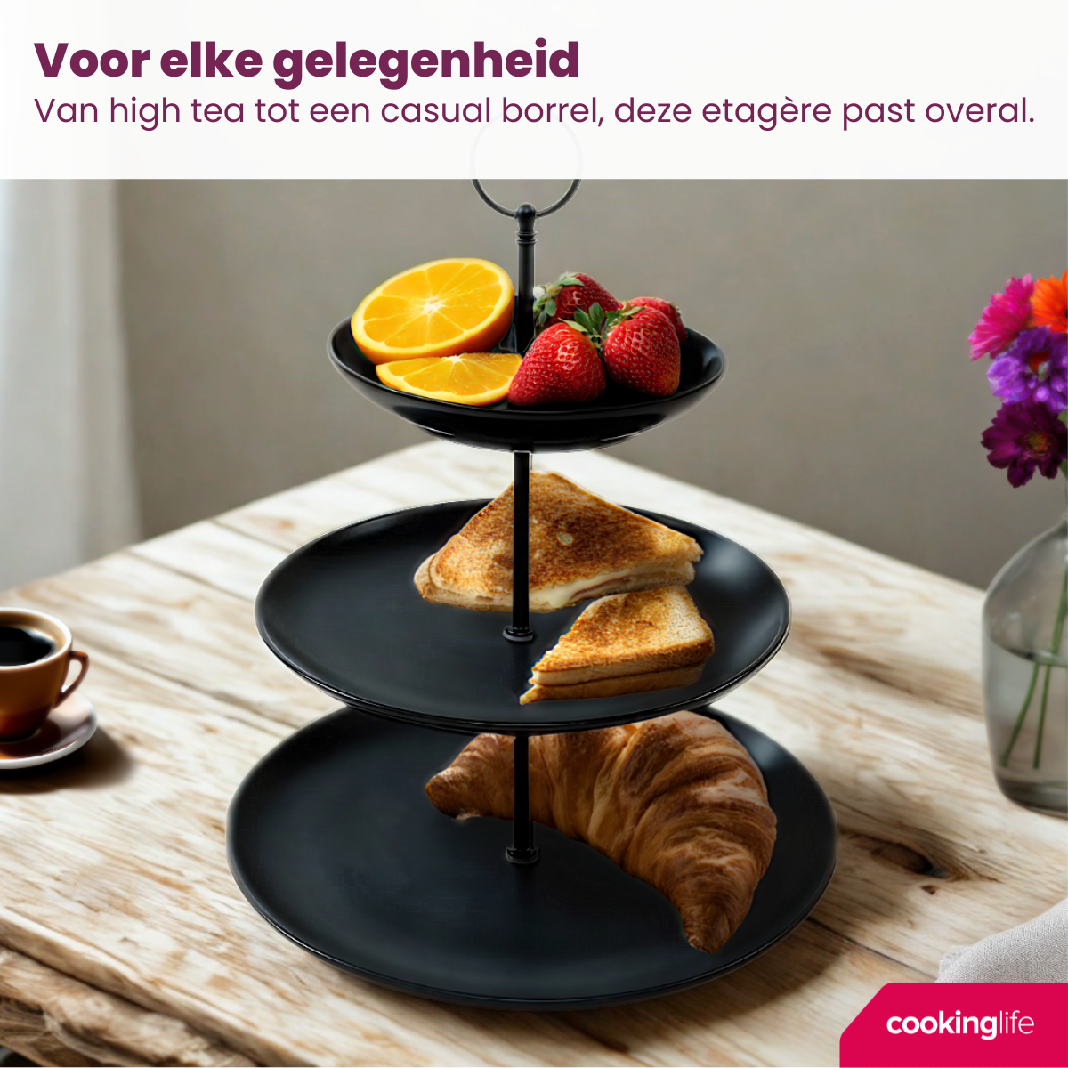 Vous voulez acheter des Cookinglife Etagere 3 couches noir 16 x 21 x 26 ...